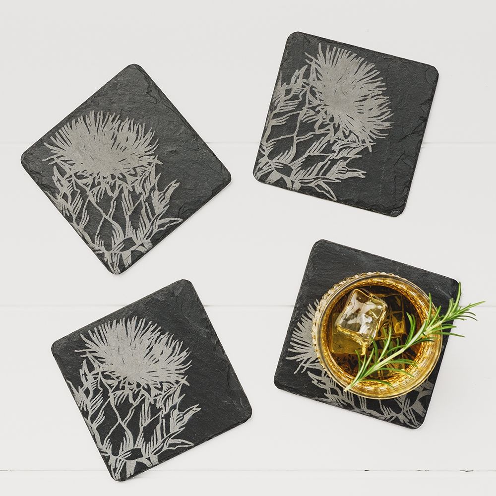 4 Slate Coasters - Contemporary Thistle – Keepsakes